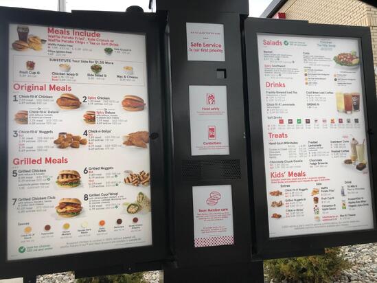 Menu at Chick-fil-A fast food, Norton Shores