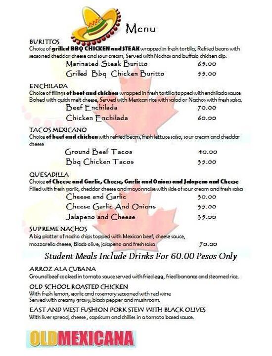 Carta del restaurante OLD Mexicana, Naga