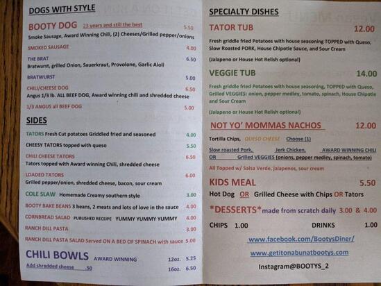 Menu at Get it on a Bun at BOOTYS restaurant, New Albany