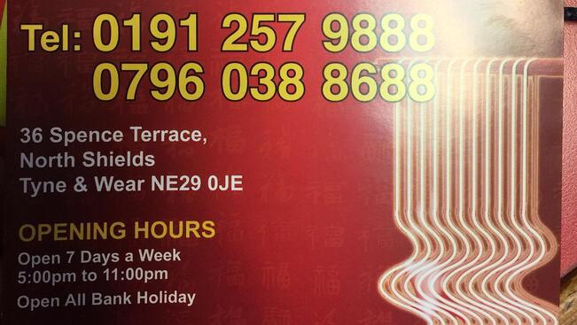 Menu at Royal Chef Chinese Takeaway fast food, North Shields
