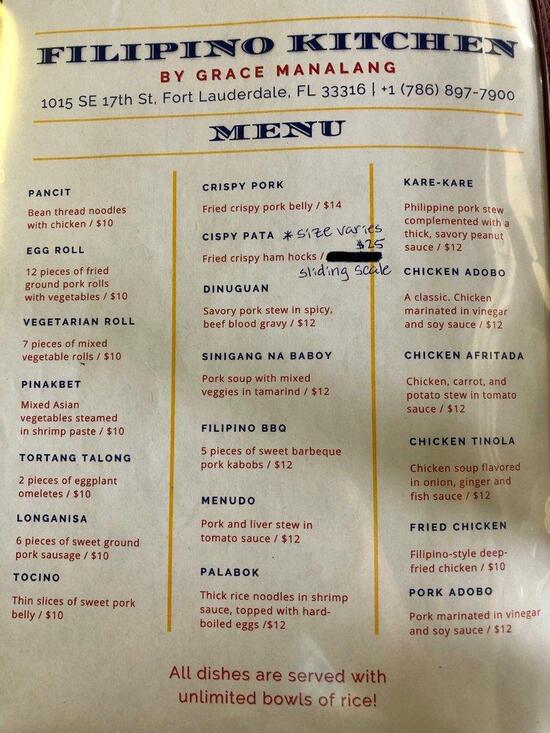 Carta del restaurante Tokyo & Filipino Cuisine Buffet, Fort Lauderdale ...