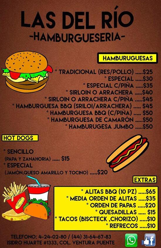 Menu at Café del Río, Morelia