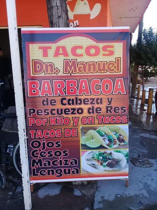 Menu at TACOS "DON Manuel" restaurant, Vicente Guerrero