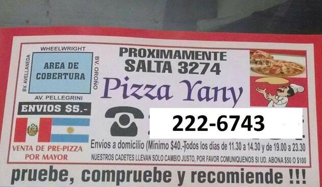 Menu at Pizza Yany pizzeria, Rosario, Catamarca 3173