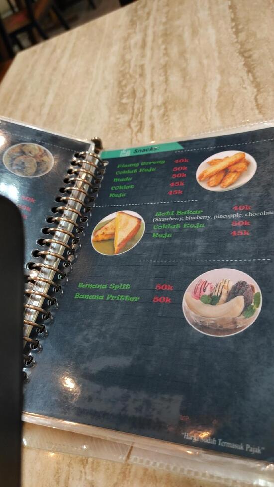 Menu at Numani Cafe, Tanak Awu
