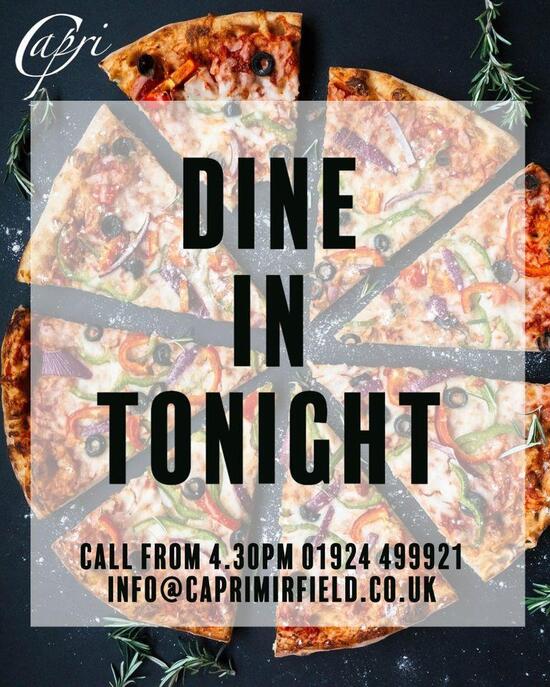 Menu at Capri Mirfield restaurant, Mirfield
