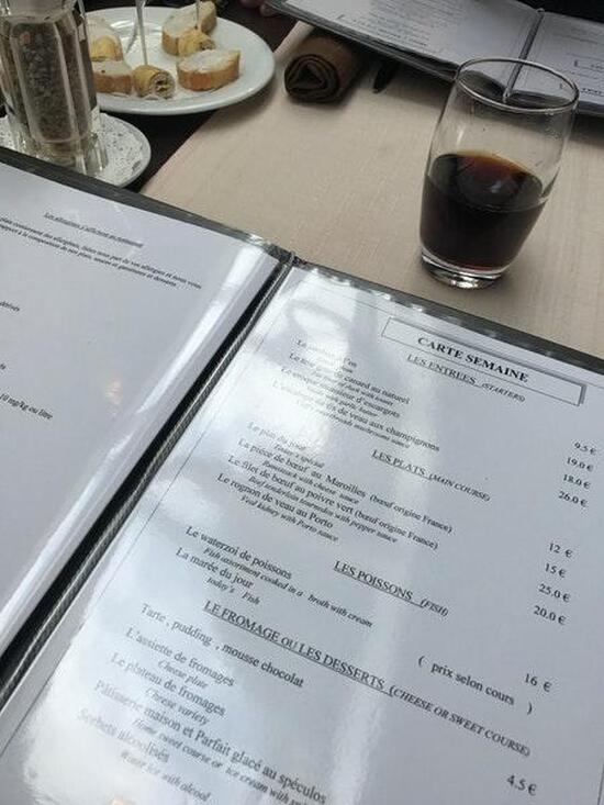 Menu au Au Steger restaurant, Socx
