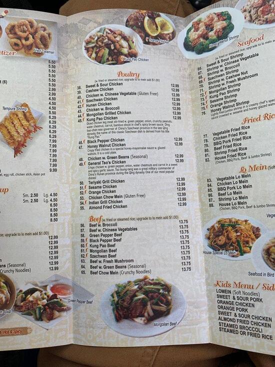 Menu at Dragon Village restaurant, Colville