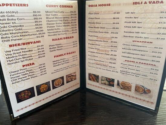 Menu at Nandini - Pure Veg Restaurant, Cary
