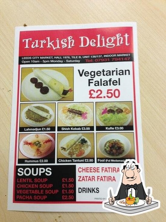 Menu at Turkish Delight restaurant, Leeds