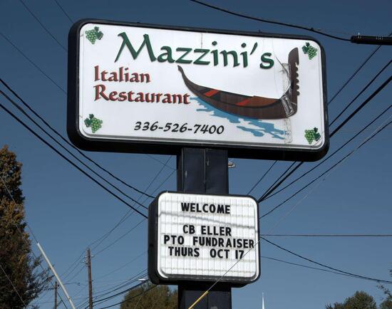 Menu at Mazzini's Italian Restaurant, Elkin