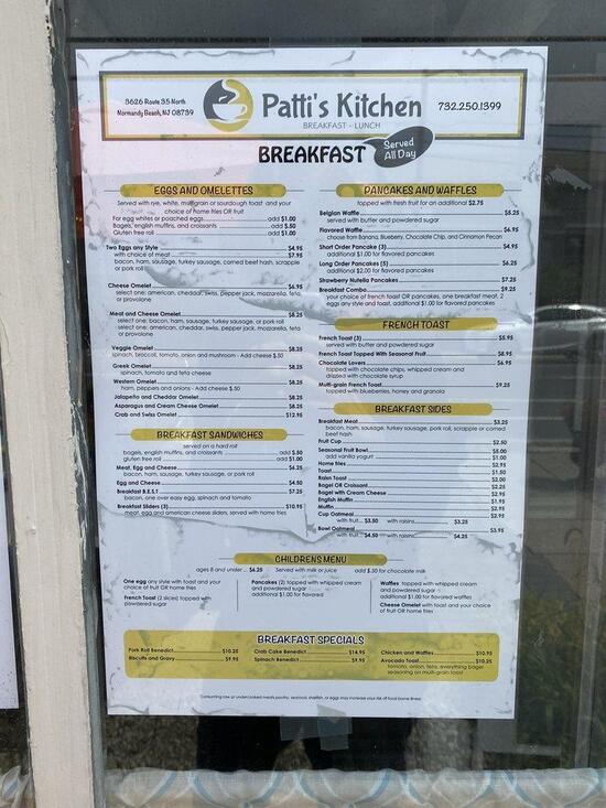 Menu at Patti's Kitchen restaurant, Toms River