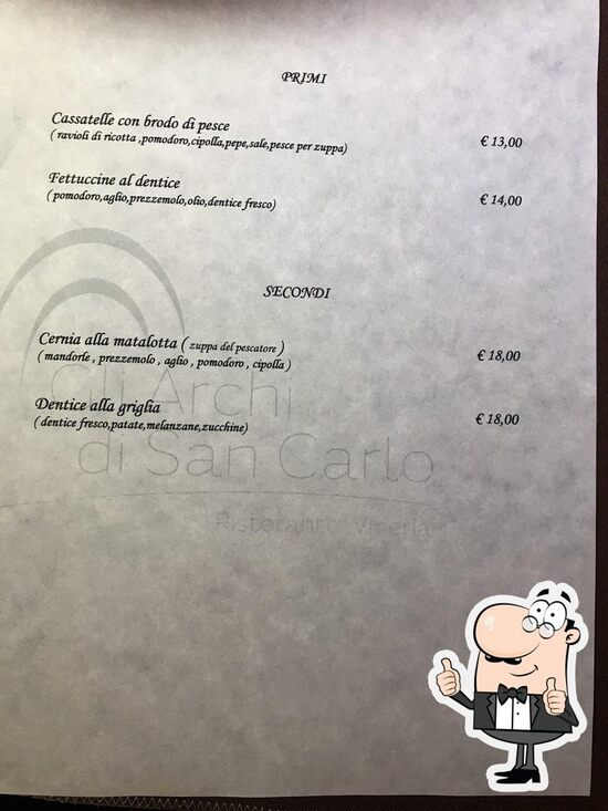 Osteria Gli Archi di San Carlo restaurant, Trapani - Restaurant menu ...