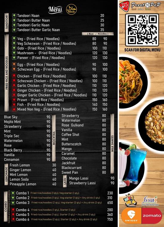 Menu at Frost N PeP, Chennai