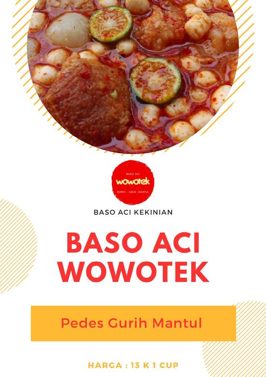 Menu at Baso Aci Wowotek restaurant, Ciriung