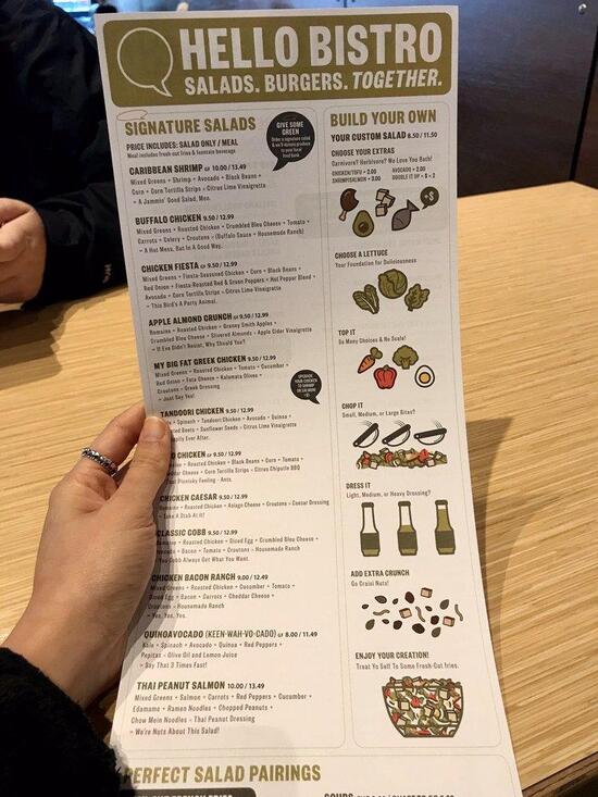 Menu at Hello Bistro pub & bar, Beachwood