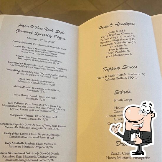 Menu at Papa V Pizza pizzeria, Lubbock
