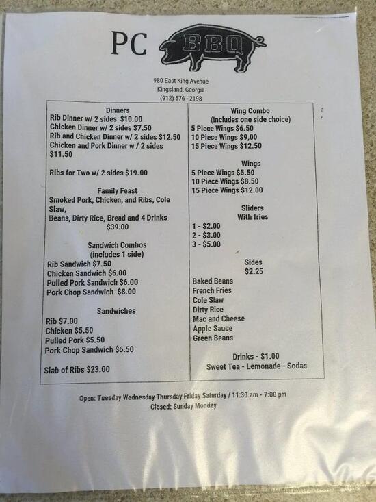 PC Bbq, Kingsland - Restaurant menu, prices and reviews