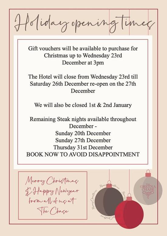 Menu at Gretna Chase Hotel pub & bar, Gretna