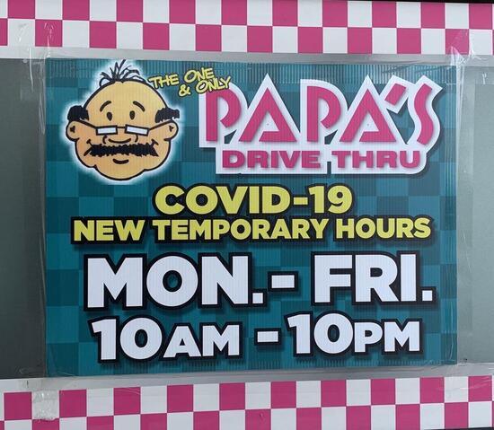 Menu at Papa's Drive-Thru restaurant, Flint
