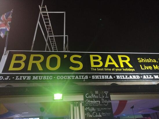 Menu at Bro's Bar, Puerto Rico de Gran Canaria