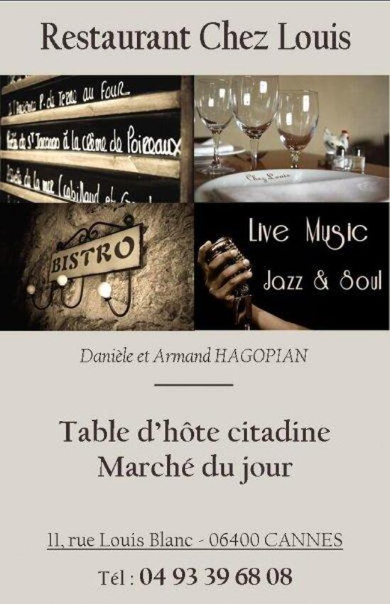 Menu at Restaurant Chez Louis, Cannes