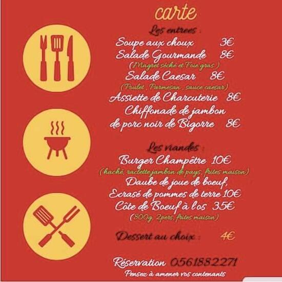 Menu au L'Auberge Champêtre restaurant, Escanecrabe