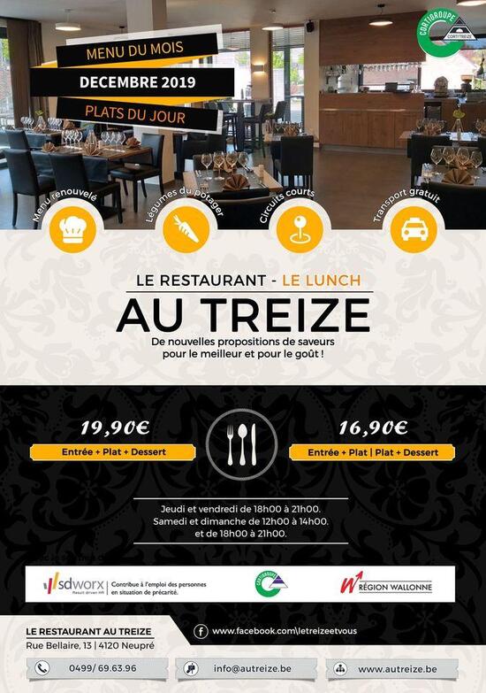 Au Treize, Neupré - menu et avis du restaurant européen