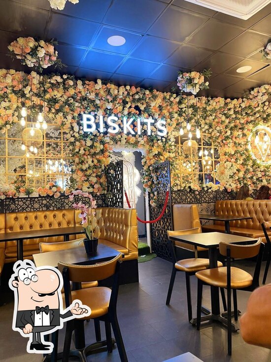 Menu at Biskits restaurant, Manchester