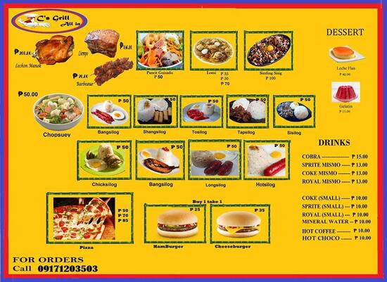Menu at C's Grill All in restaurant, Tuy