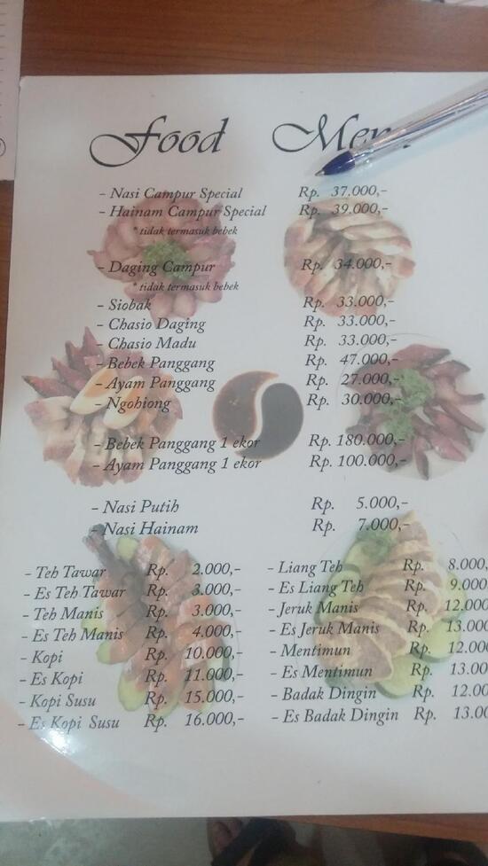 Menu at NASI CAMPUR "AHAN" restaurant, Medan