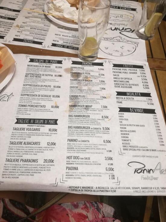 Menu at Paninart pub & bar, Termoli