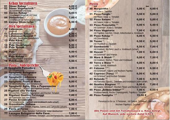 Menu at Schloss Imbiss pub & bar, Heiligenberg