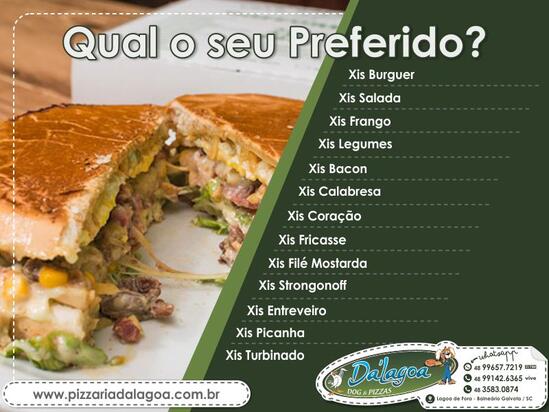 Menu at Da'Lagoa Dog Pizzas pizzeria, Balneário Gaivota