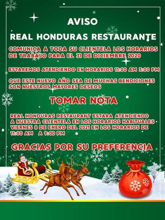 Menu at Real Honduras Restaurant, Columbus
