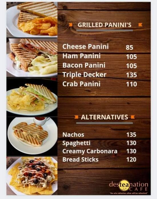 Menu at Desteanation Cafe Bahayang Pag-Asa Imus, Imus