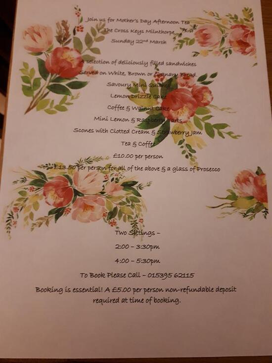 Menu at Cross Keys Hotel pub & bar, Milnthorpe