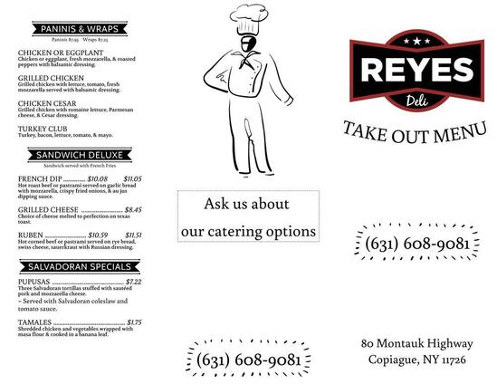 Menu at Reyes Deli, Copiague