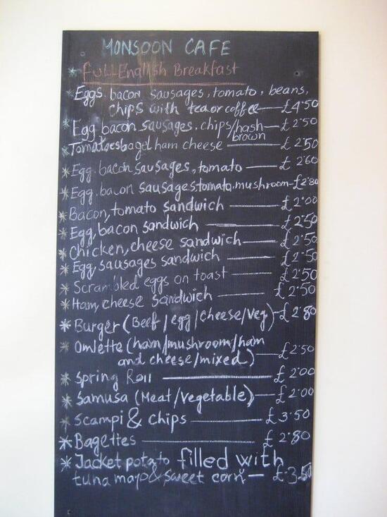 Menu at Monsoon Cafe & Restaurant, London, 111 Askew Road