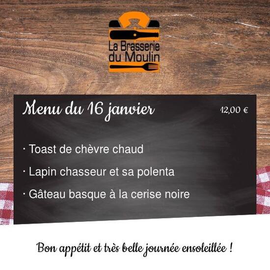 Menu at La brasserie du Moulin - La Grainerie restaurant, Mauzac