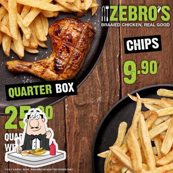 Menu at Zebro's restaurant, Pongola