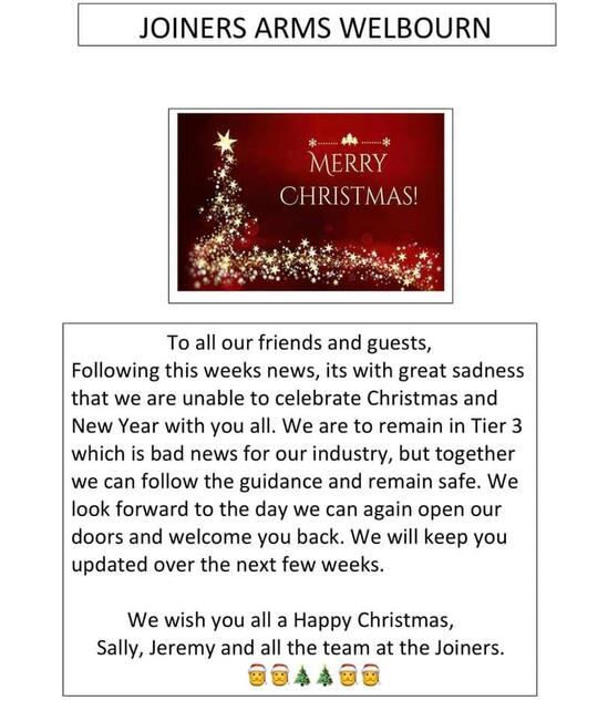 Menu at Joiners Arms pub & bar, Bassingham, 21 High St