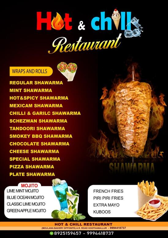Hot n chill, Koothanallur - Restaurant menu, prices and reviews
