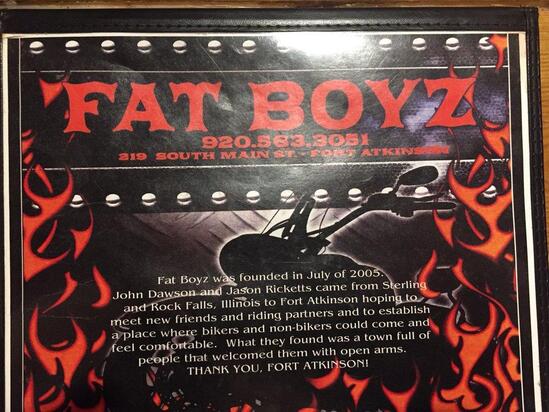 Menu at Fat Boyz restaurant, Fort Atkinson