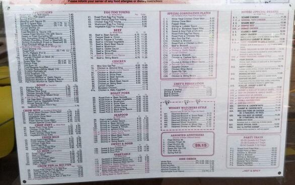 Menu at Golden Wheel Restaurant, Selden