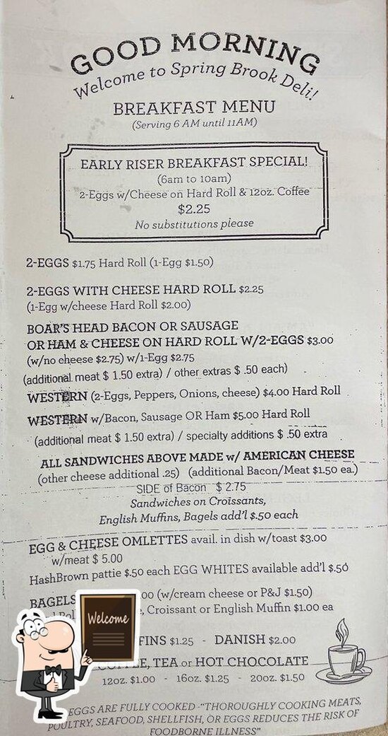 Menu at Springbrook Deli, Orange