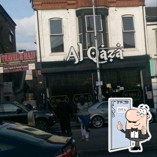 Menu at Al Qaza cafe, Manchester, 119 Wilmslow Road