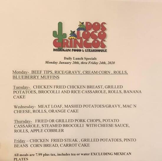 Dos Loco Gringos Mexican Food in Hope - Restaurant menu and reviews
