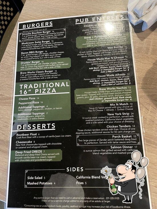 Menu at Brew Works pub & bar, Fremont