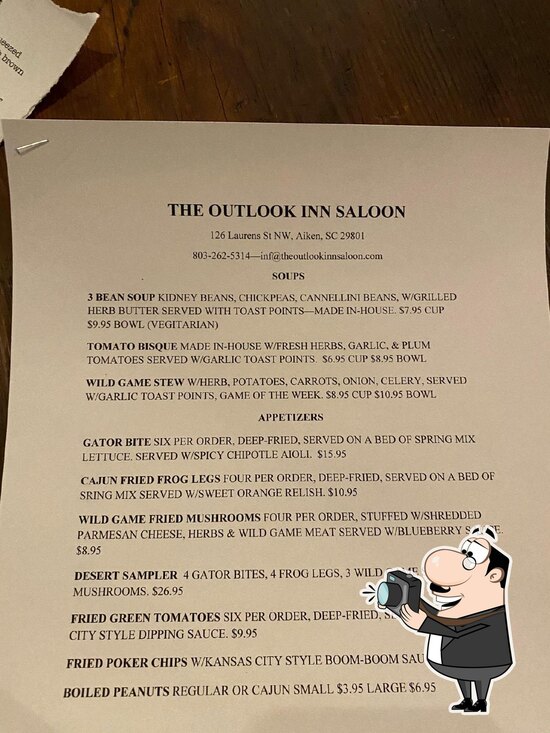 The Outlook Inn Saloon, Aiken - Restaurant menu, prices and reviews